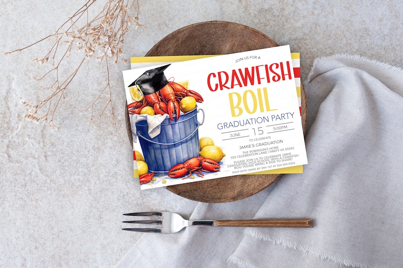 Crawfish Boil Graduation Invitation, Crawfish Boil Grad Invite ...