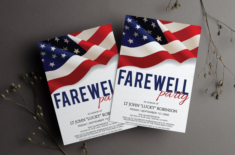 Military Farewell Party Invitation American Flag Invite Hail - Etsy