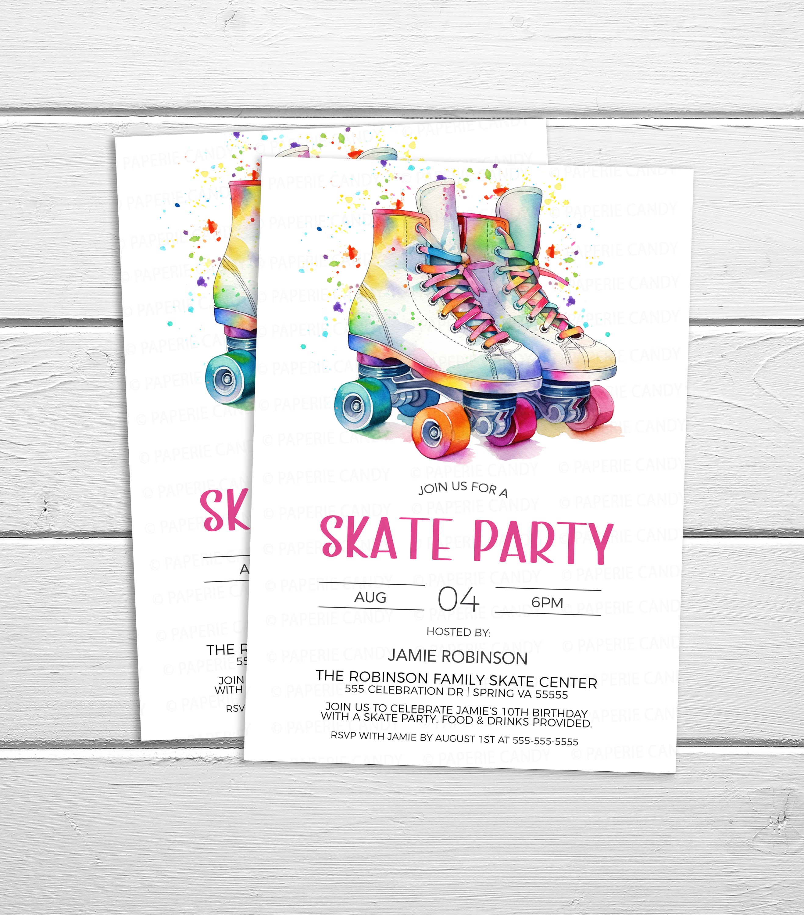 Roller Skating Invitation Roller Skate Invite Roller Skating - Etsy
