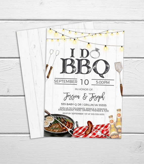 I Do BBQ Couples Shower Invitation, BBQ Burgers Beer Engagement Invite ...