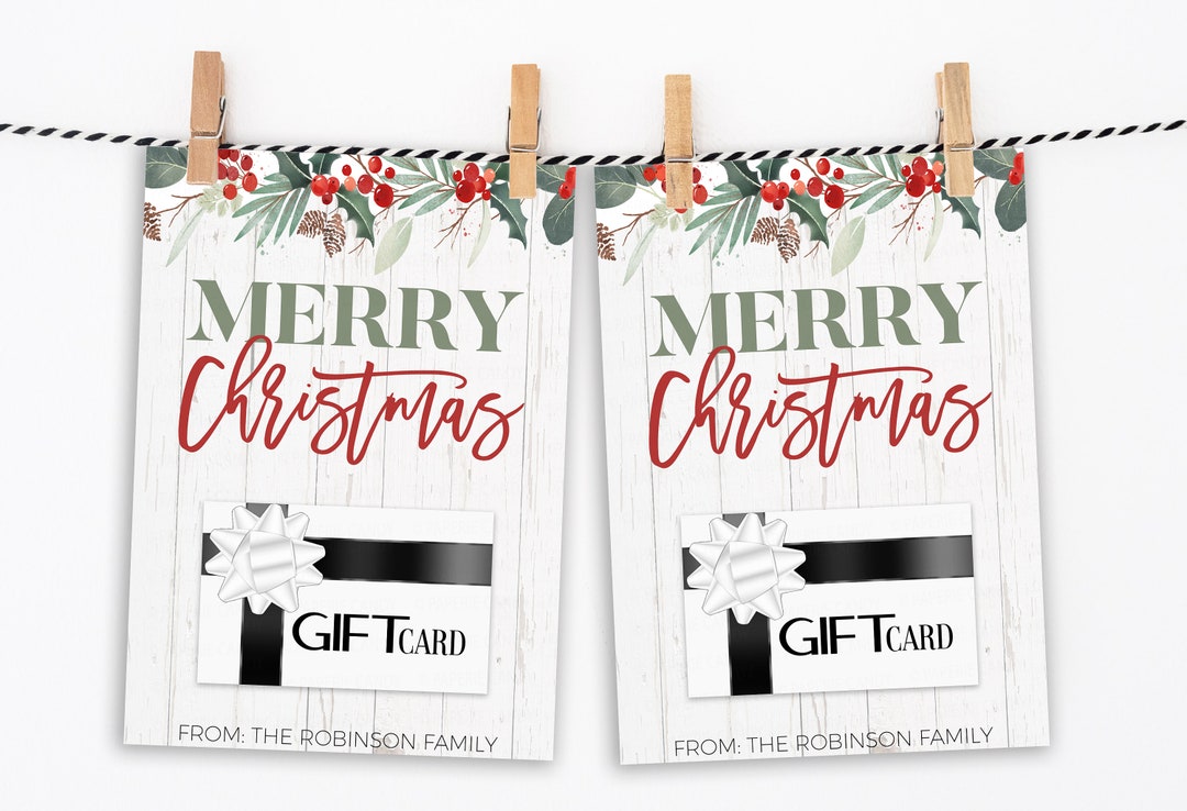 Merry Christmas Gift Card Holder, Rustic Holiday Gift Card Holder, Gift ...