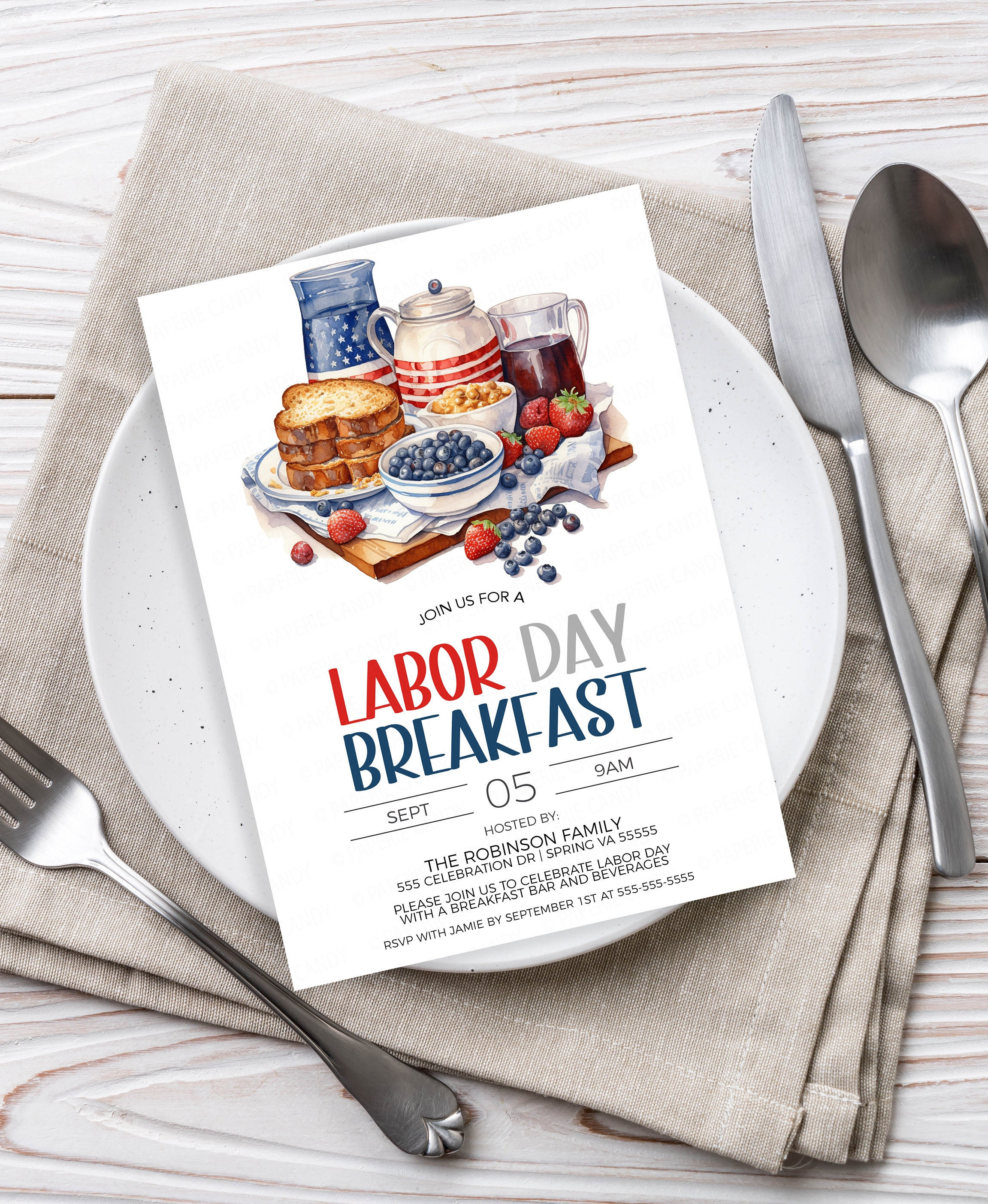 Labor Day Breakfast Invitation, Labor Day Pancake Invite, Labor Day ...