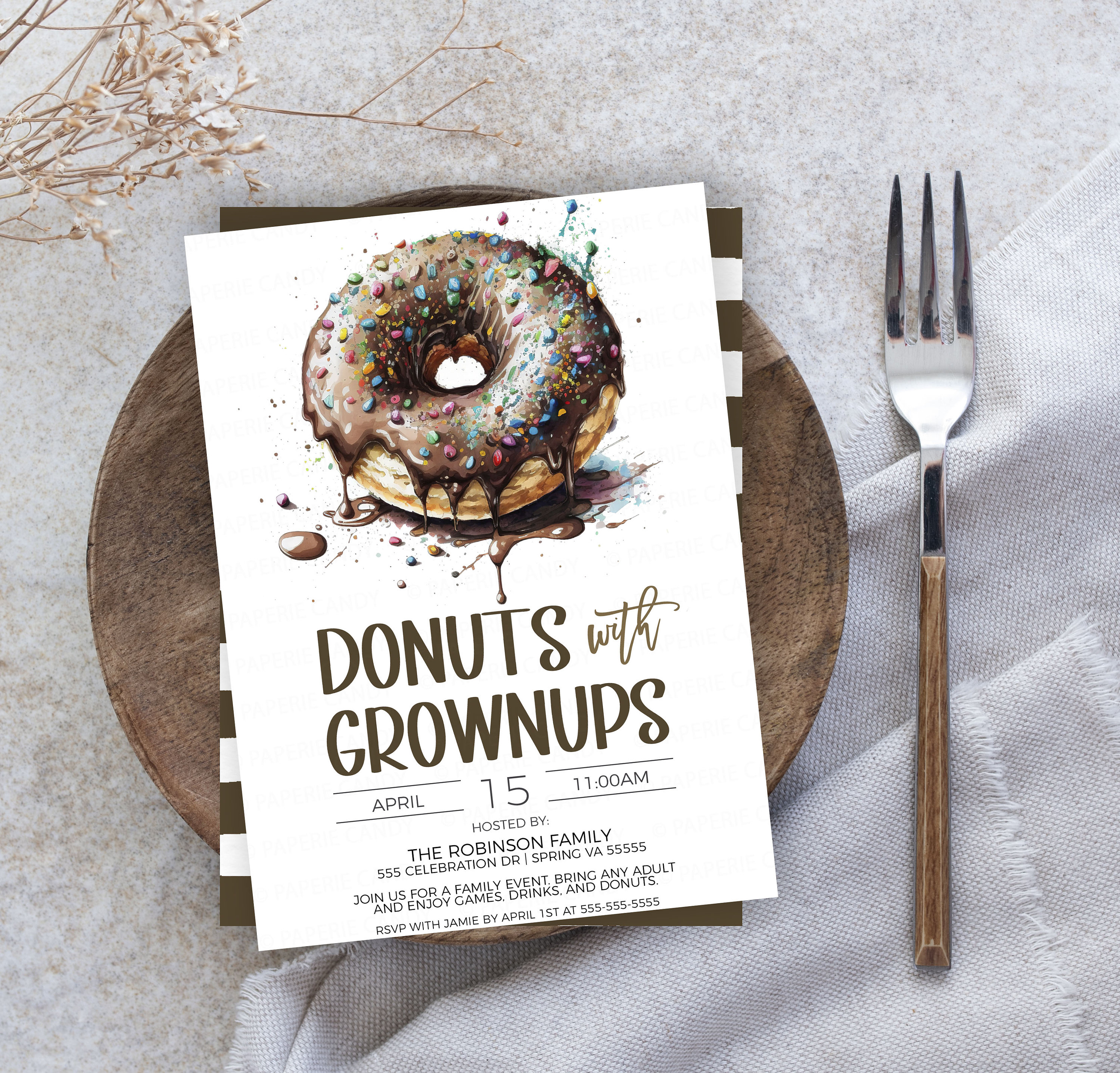 Donuts With Grownups Invitation Family Donut Invite School - Etsy