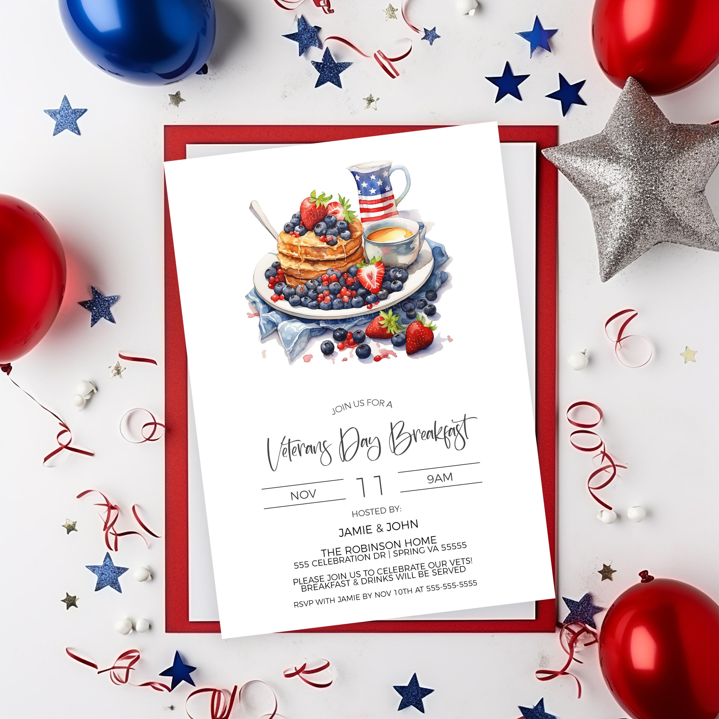 Veterans Day Breakfast Invitation Veterans Day Celebration - Etsy