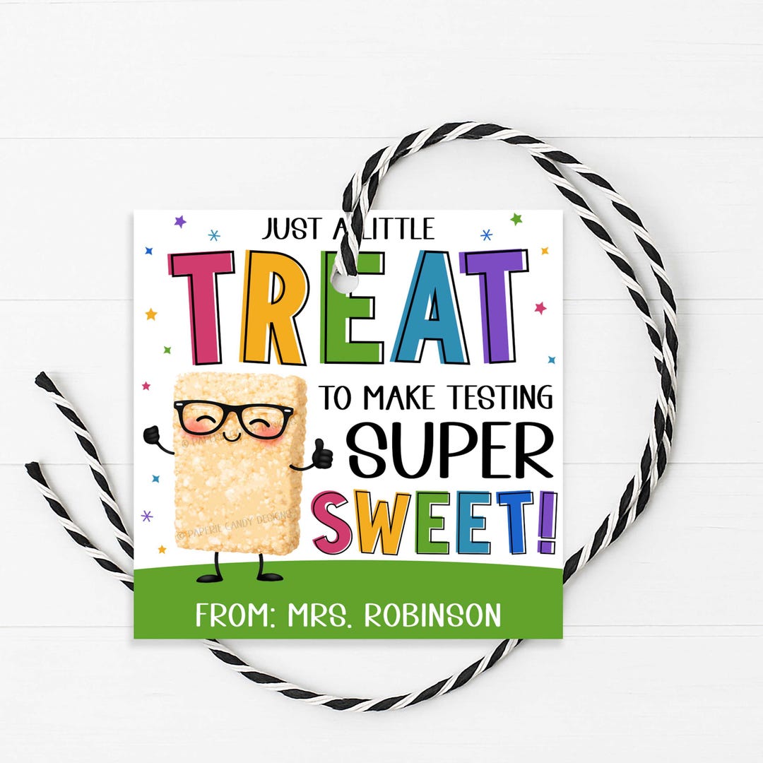 Rice Cake Test Day Gift Tag, Testing Week Rice Cake Treat Label, Poppin ...