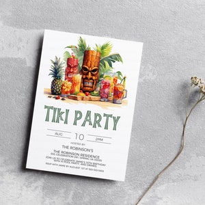 Tiki Invitation, Tiki Party Invite, Hawaiian Party, Tropical Luau Party ...