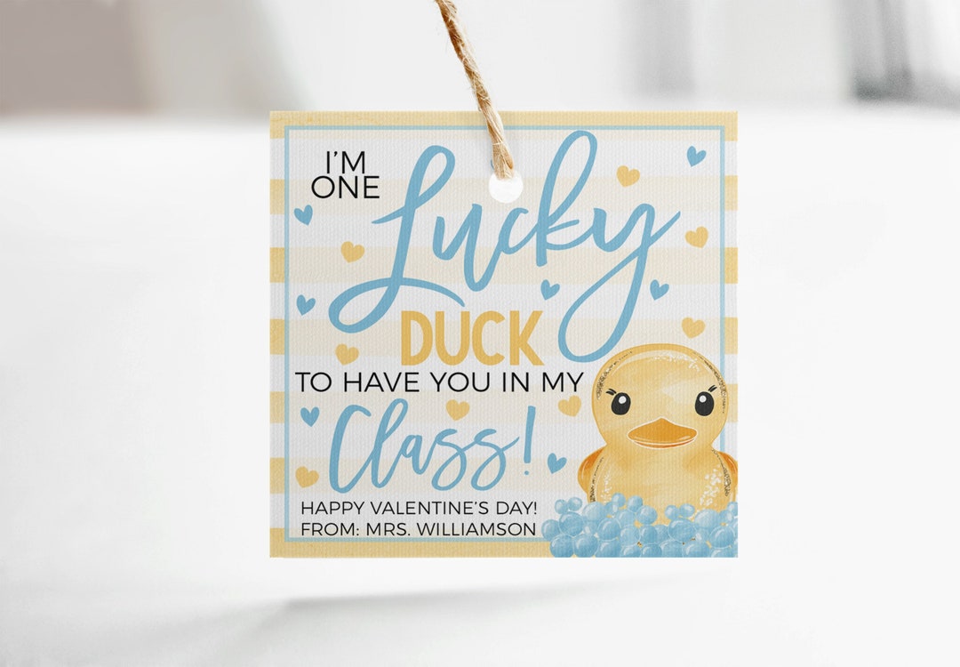 Valentine Rubber Duck Gift Tags, Lucky Duck to Have You in My Class ...