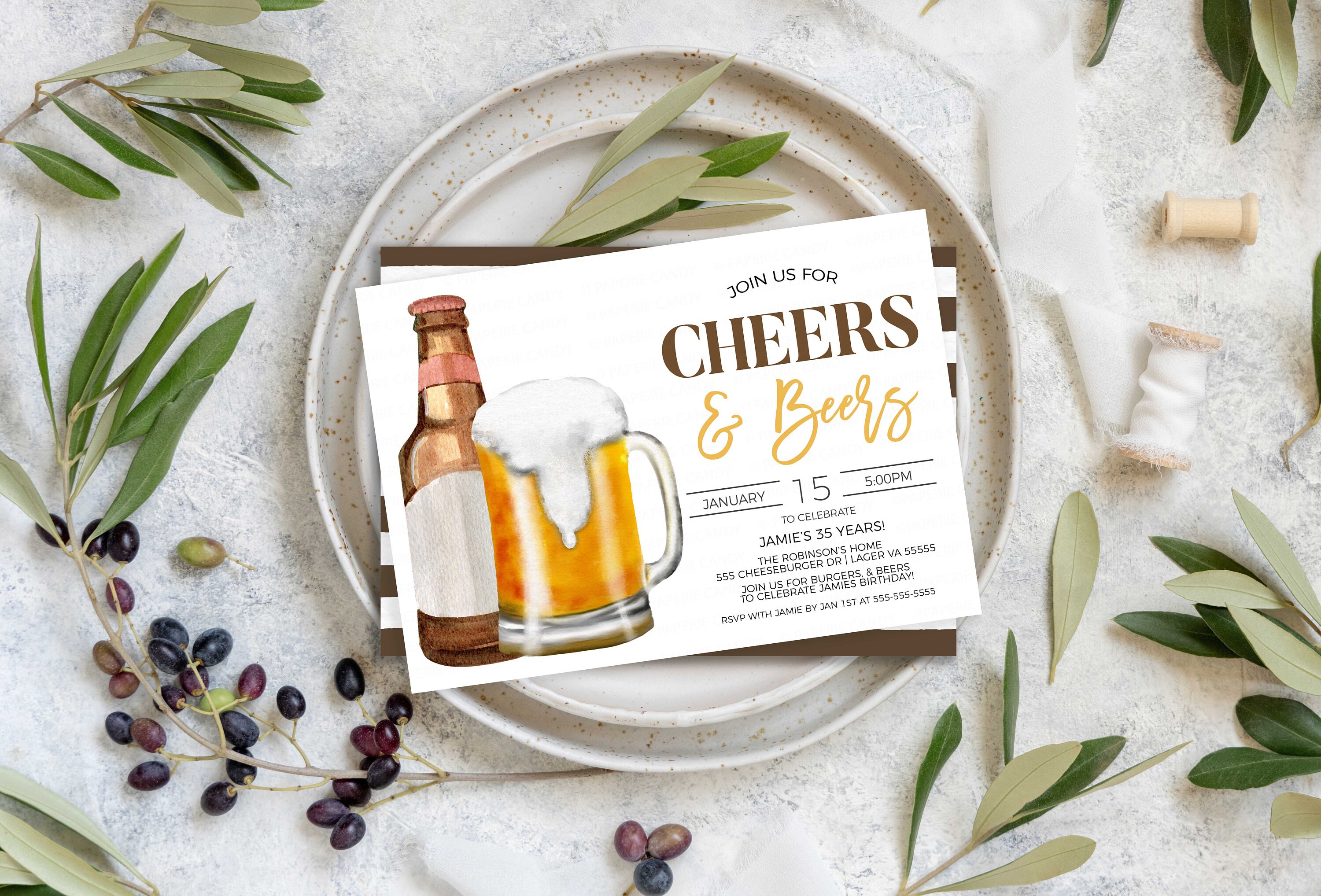 Cheers and Beers Invitation, Beer Party Invite, Surprise Birthday Party ...