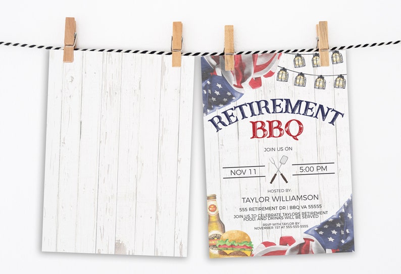Patriotic Retirement BBQ Invitation, Military Police Cookout Invite ...