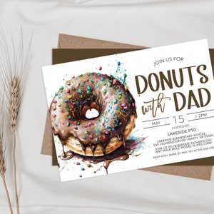 Donuts With Dad Invitation, Father's Day Donut Invite, Father's ...