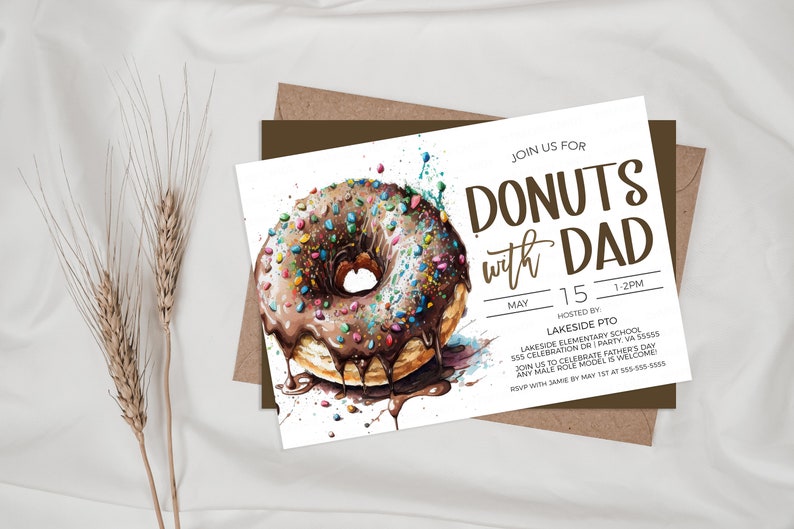 Donuts With Dad Invitation Father's Day Donut Invite - Etsy