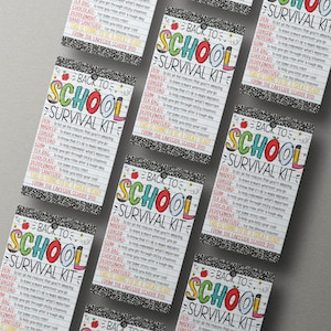 Back to School Survival Kit Gift Tag, Welcome Back First Day, Gift for ...
