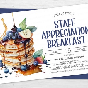 Appreciation Breakfast Invitation, Staff Employee Breakfast Invite ...