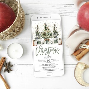 Editable Christmas Lunch Party Invitation, Brunch Luncheon Dinner ...