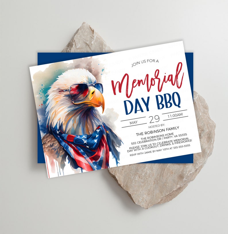 Memorial Day BBQ Invitation Memorial Day Invite Memorial Day - Etsy