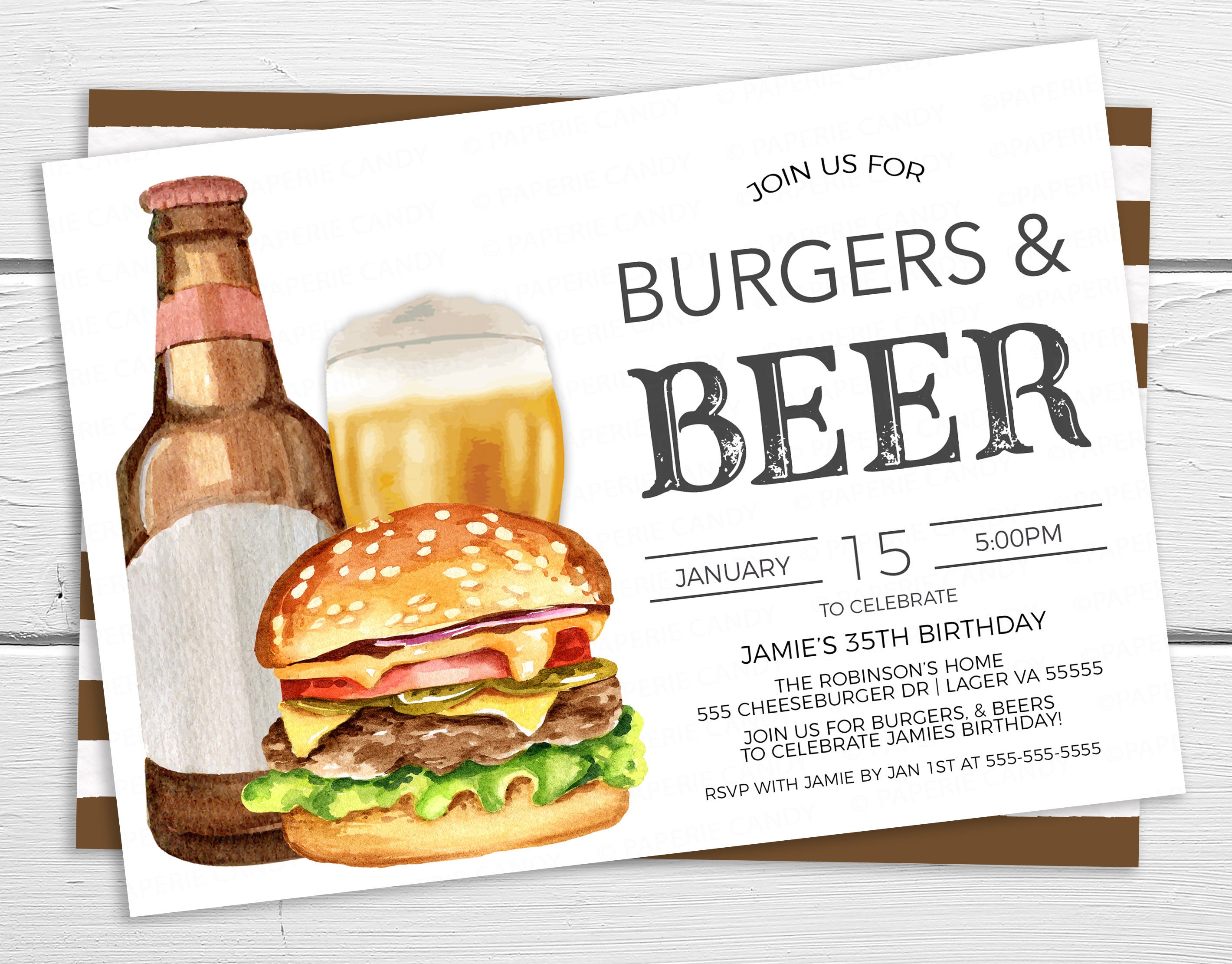 Burger and Beer Invitation Burgers Brews Invite Burger Beers - Etsy