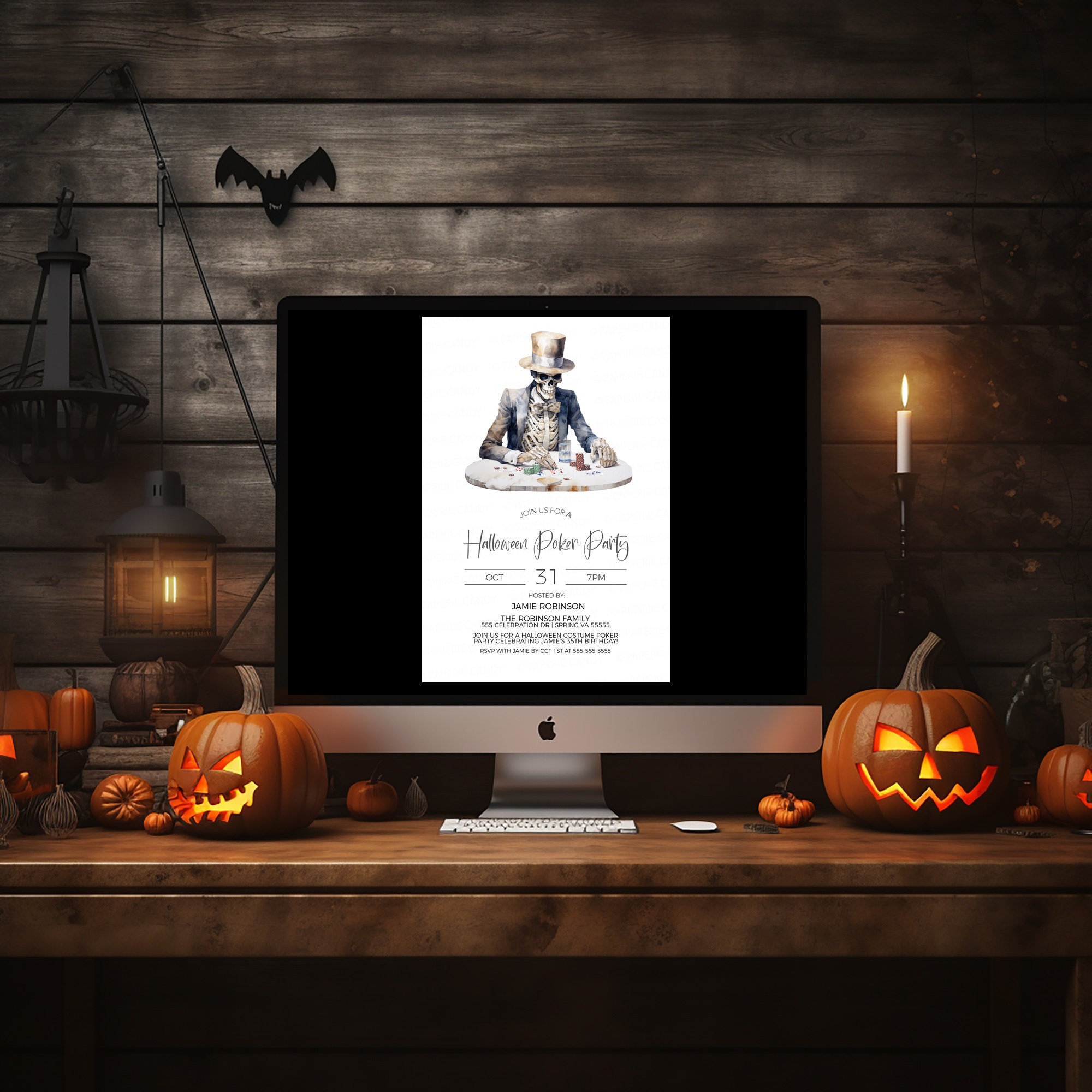 Halloween Poker Night Party Invitation, Halloween Poker Birthday Night ...