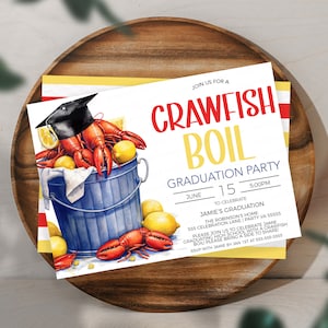 Crawfish Boil Graduation Invitation, Crawfish Boil Grad Invite ...