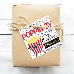 Back to School Popcorn Gift Tag, Poppin' by to Wish You A Happy First ...