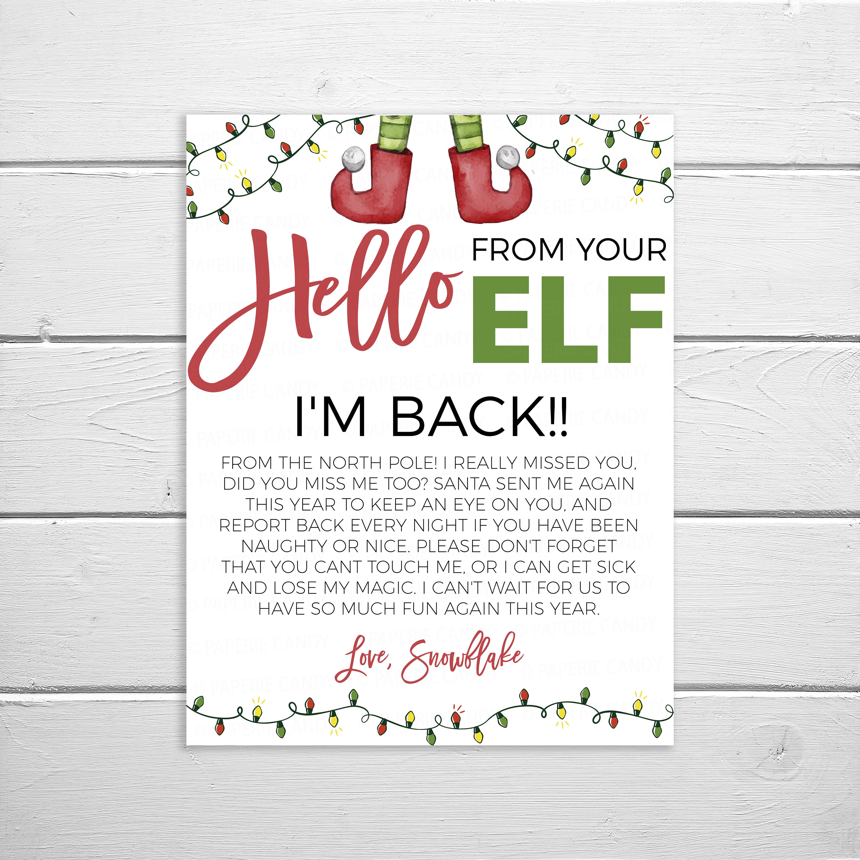 Editable Hello Elf Letter, Welcome Note I'm Back, Goodbye Elf Arrival ...