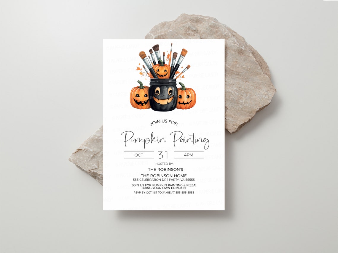 Pumpkin Painting Party Invitation, Jack-o-lantern Painting Party Invite ...