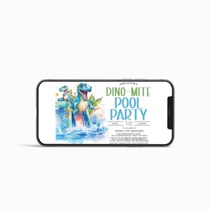 Dinosaur Pool Party Invitation, Dino Water Park Invite, Dino-mite Water ...