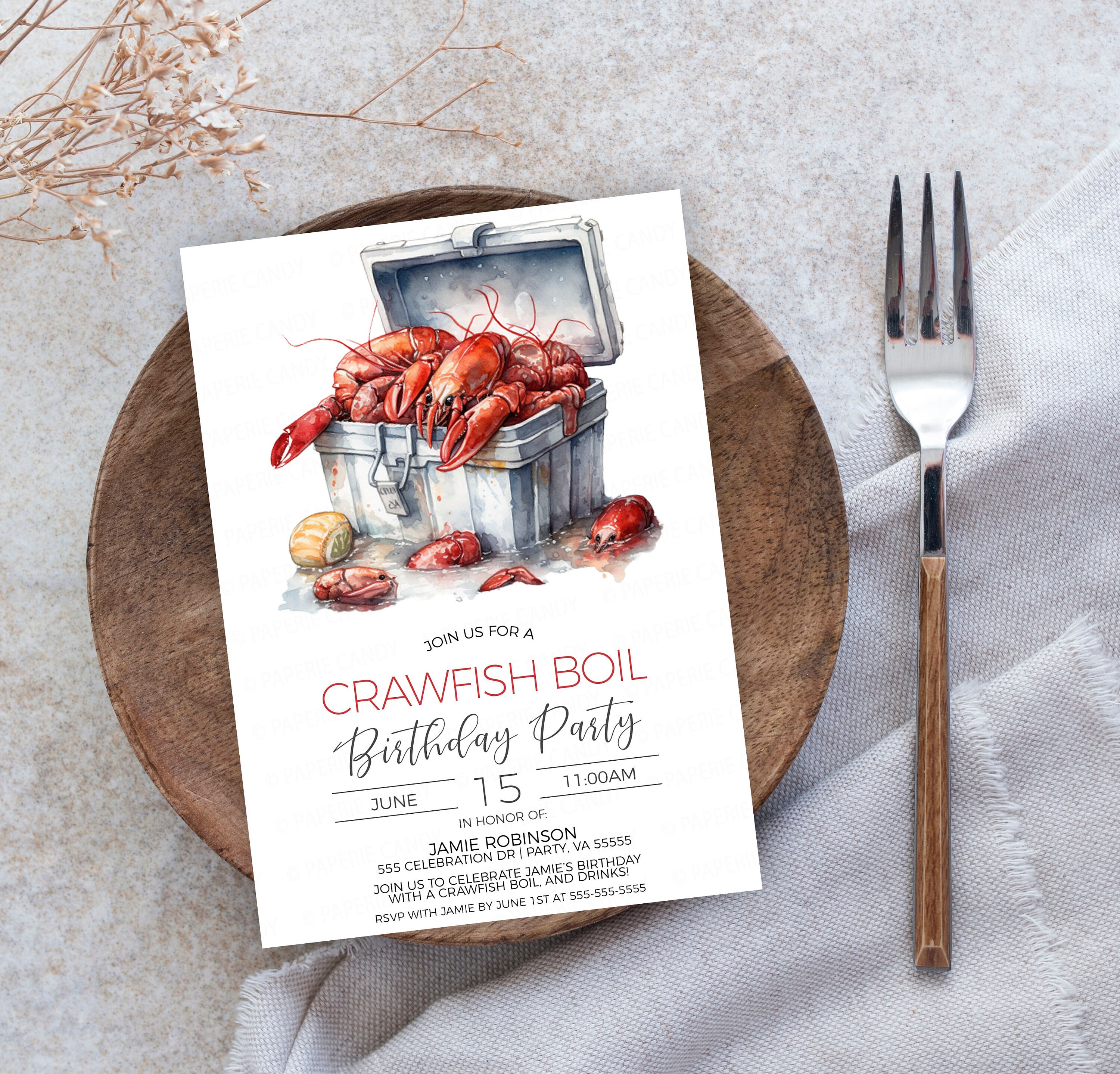 Crawfish Boil Invitation, Crawfish Boil Invite, Crawfish Boil Birthday ...