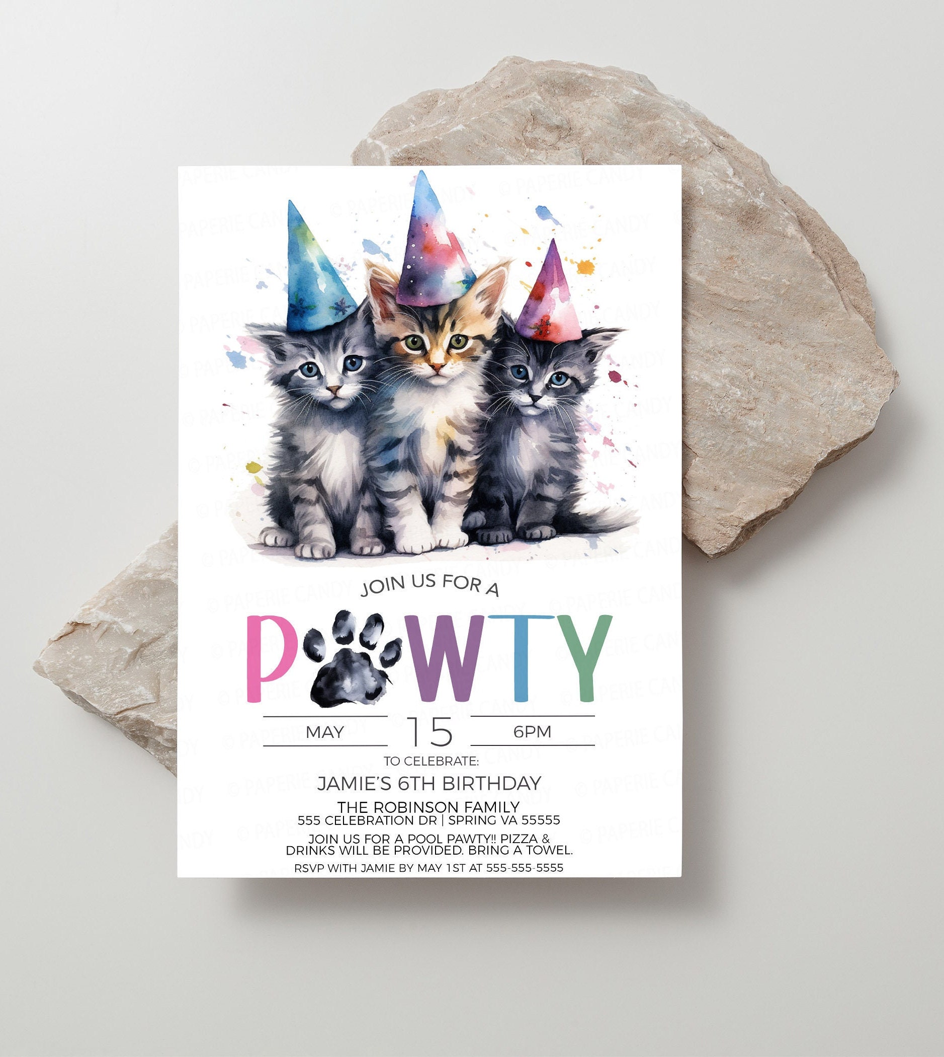 Kitten Invitation Kitten Pawty Invite Kittens Cat Birthday - Etsy