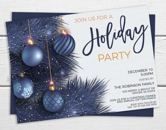 Editable Holiday Party Invitation, Christmas Brunch Lunch Dinner ...