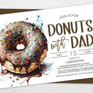 Donuts With Dad Invitation, Father's Day Donut Invite, Father's ...