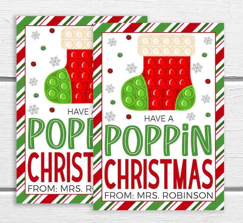 Christmas Pop Fidget Toy Gift Tag, Have A Poppin Christmas, Gift for ...