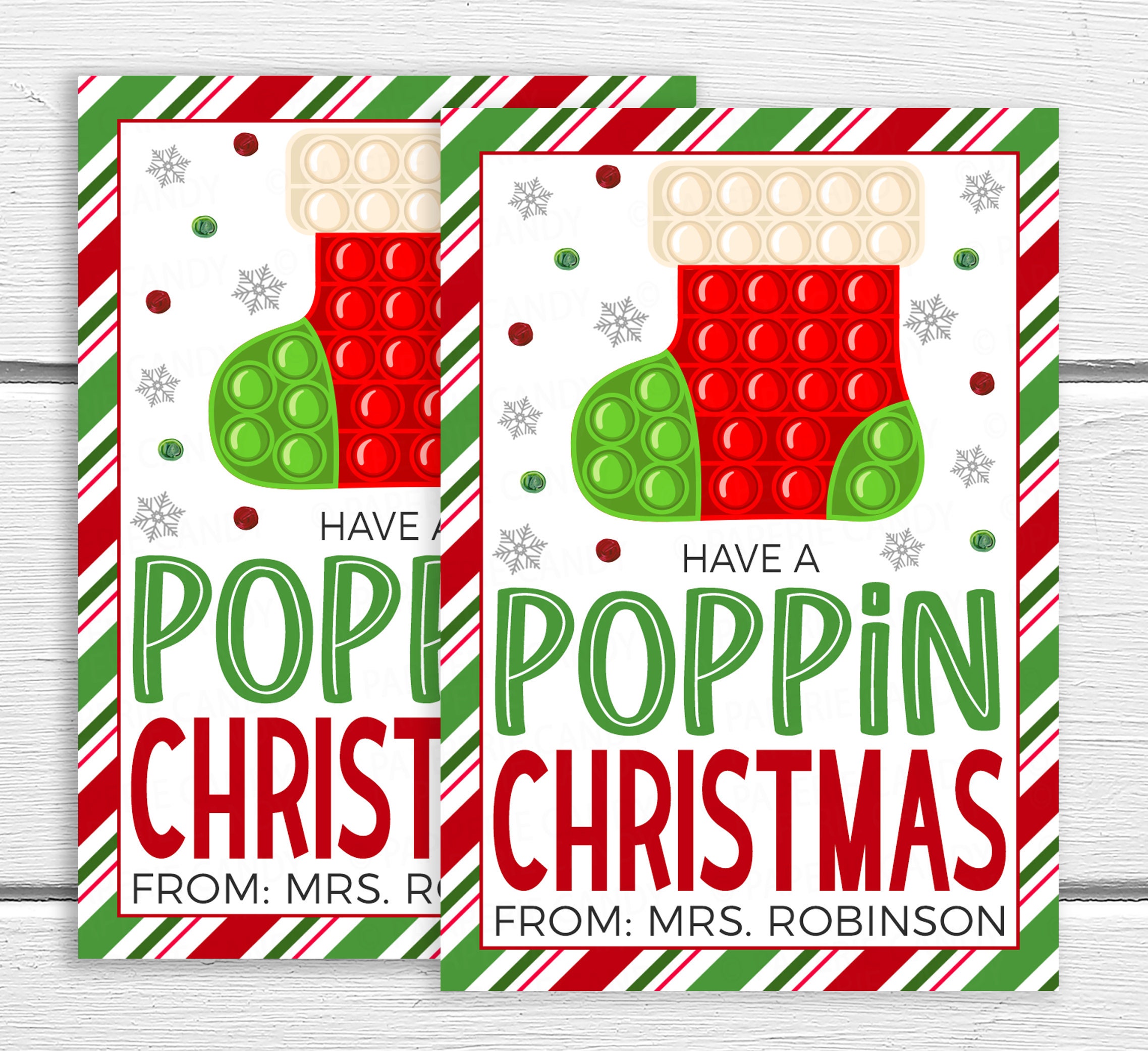 Christmas Pop Fidget Toy Gift Tag, Have A Poppin Christmas, Gift for ...
