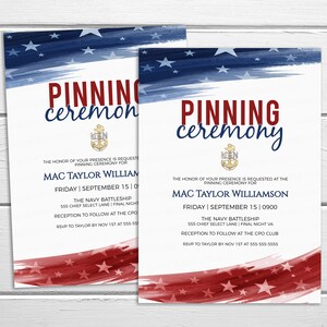 Editable CPO Pinning Ceremony Invitation, Chief Petty Officer Select ...