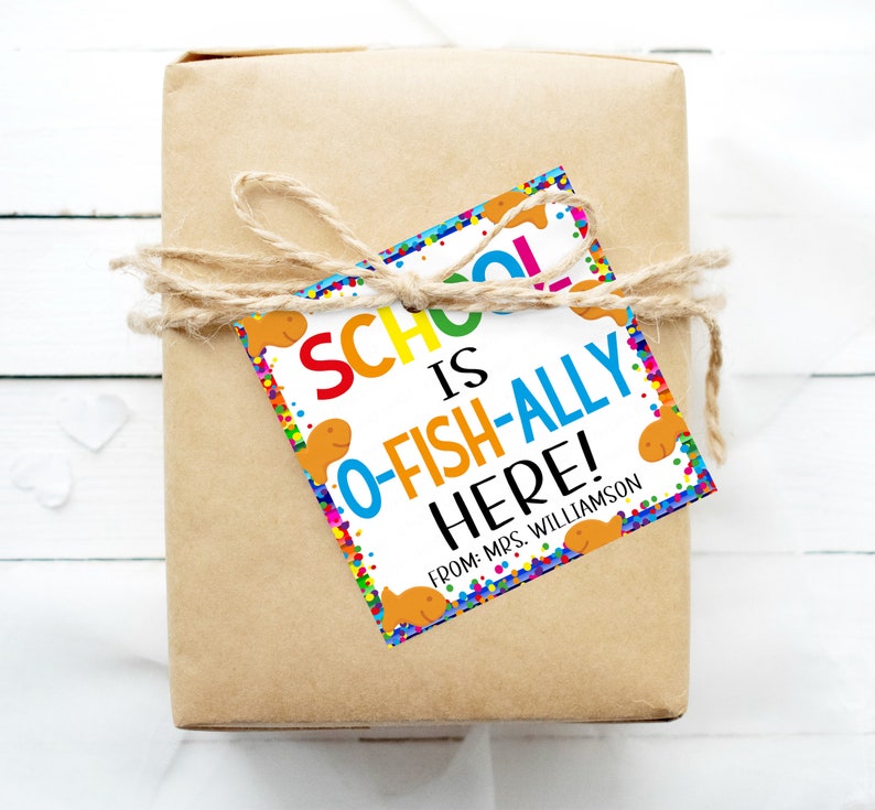 Back to School Goldfish Gift Tags, School is O-fish-ally Here, Goldfish ...