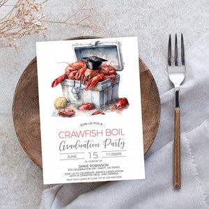 Crawfish Boil Graduation Invitation, Crawfish Boil Grad Invite ...