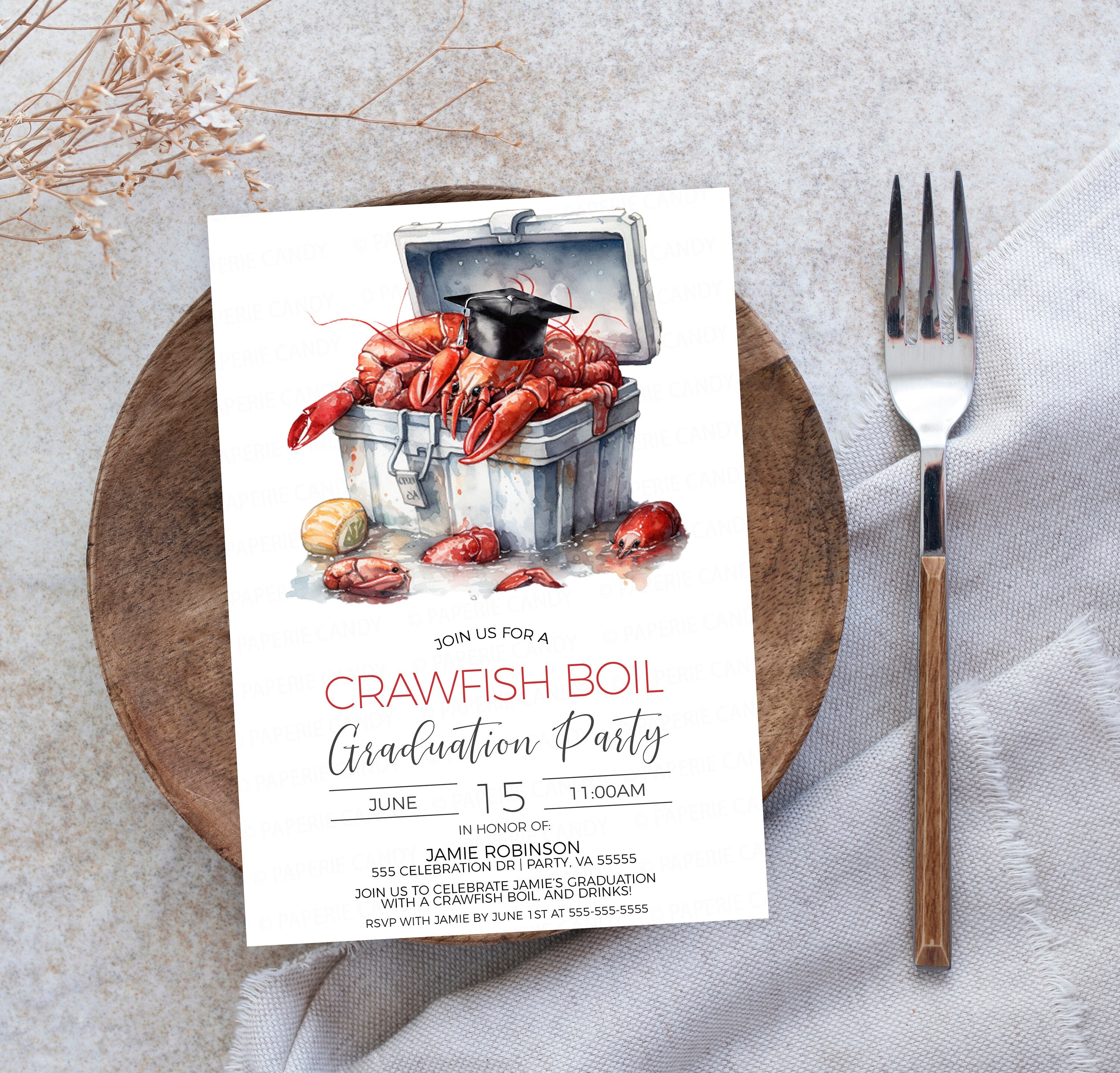 Crawfish Boil Graduation Invitation, Crawfish Boil Grad Invite ...