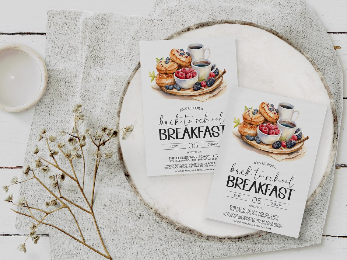 Back to School Breakfast Invitation, Welcome Back Breakfast Invite, 1st ...