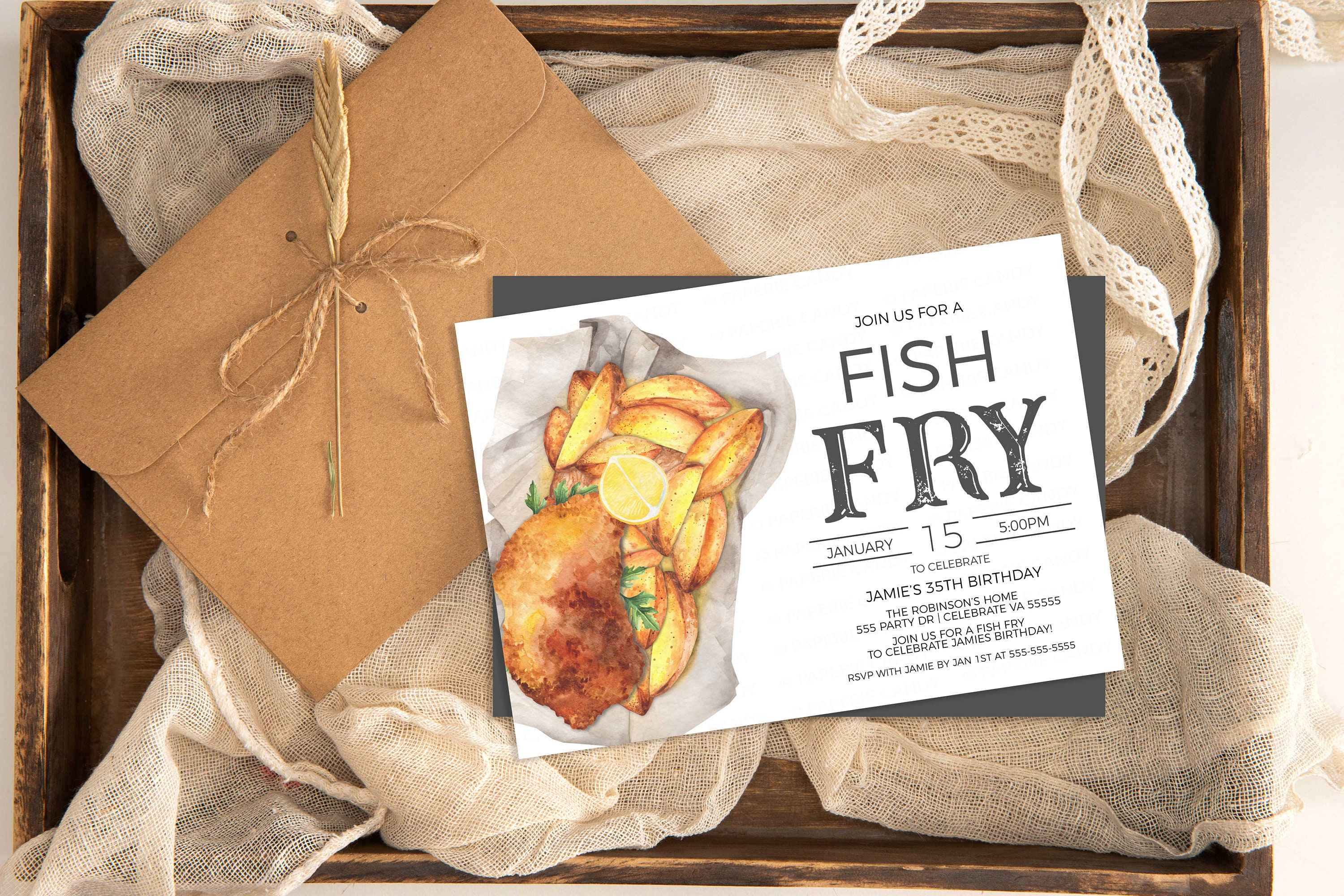 Fish Fry Invitation Fish and Chips Invite Seafood Birthday - Etsy