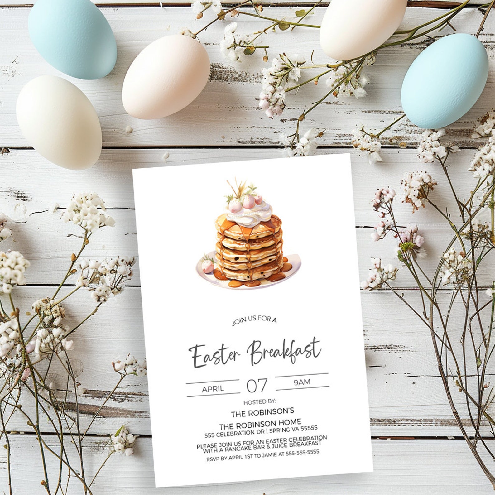 Easter Breakfast Invitation, Easter Breakfast Invite, Easter Birthday ...