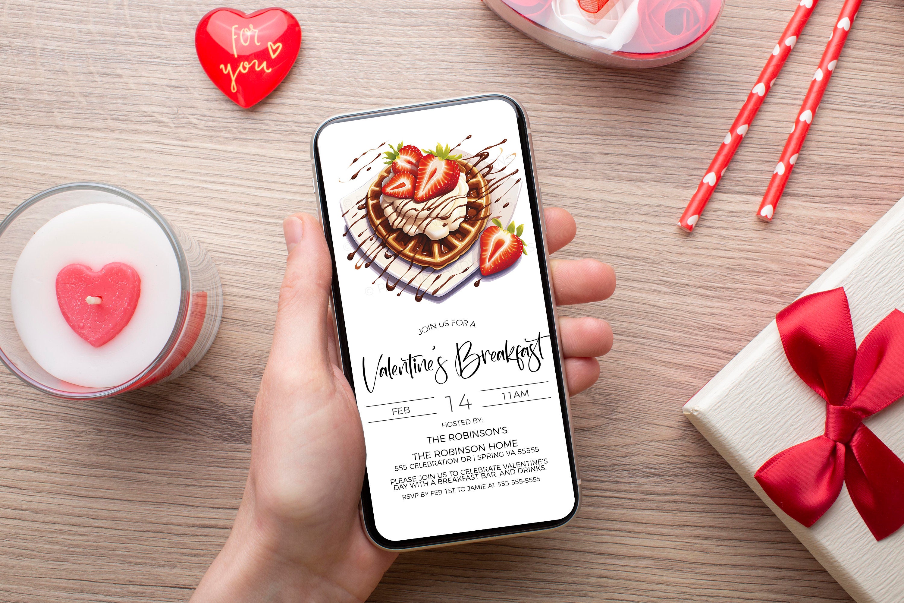 Valentine's Day Breakfast Invitation, Editable Galentine's Brunch ...