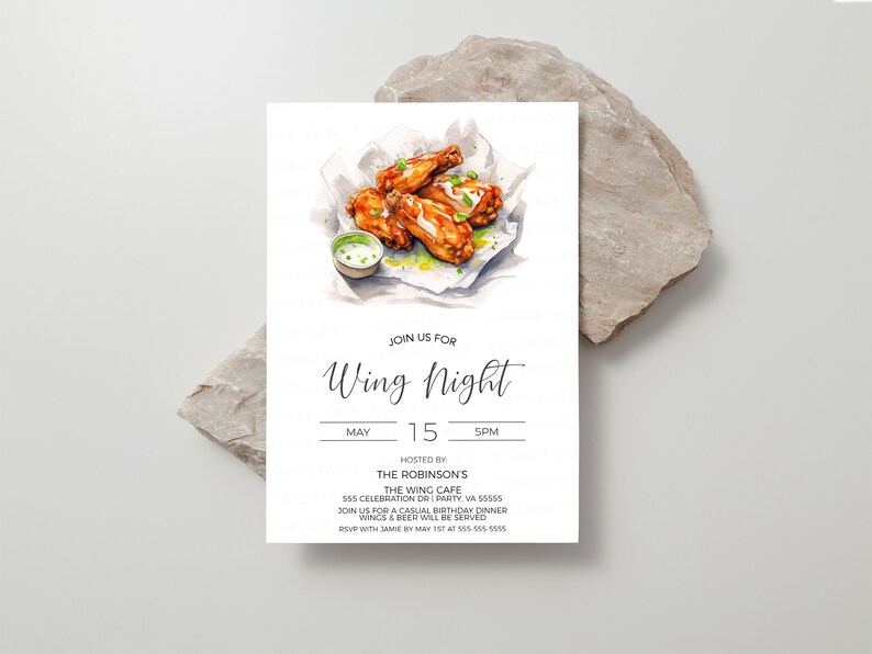 Wing Night Invitation Chicken Wings Invite Buffalo Wings - Etsy