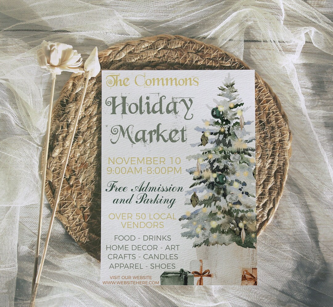 Editable Holiday Market Invitation, Winter Holiday Invite, Boutique ...