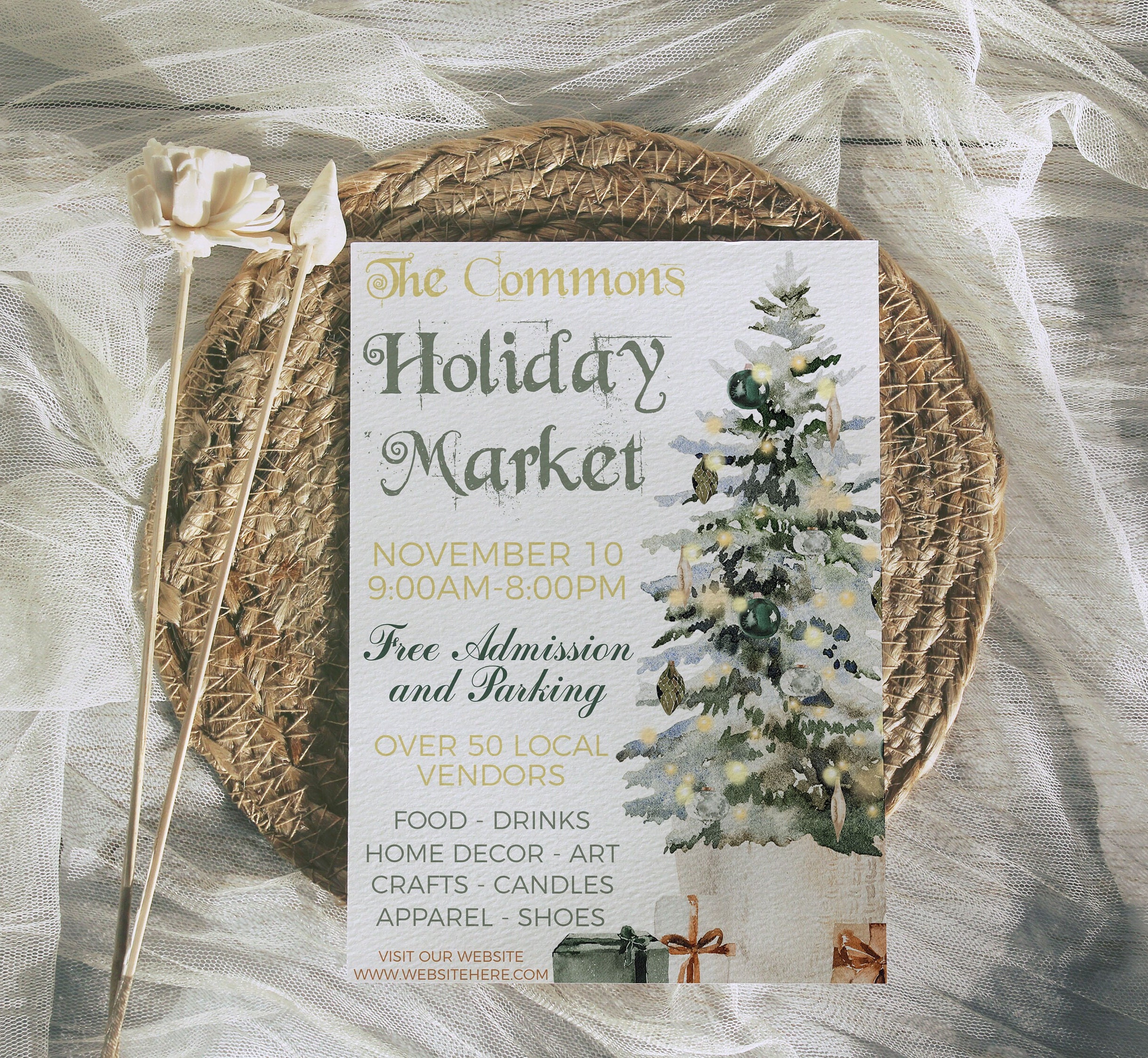 Editable Holiday Market Invitation, Winter Holiday Invite, Boutique ...