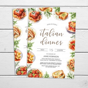Italian Dinner Invitation, Italian Theme Invite, Pasta Dinner ...