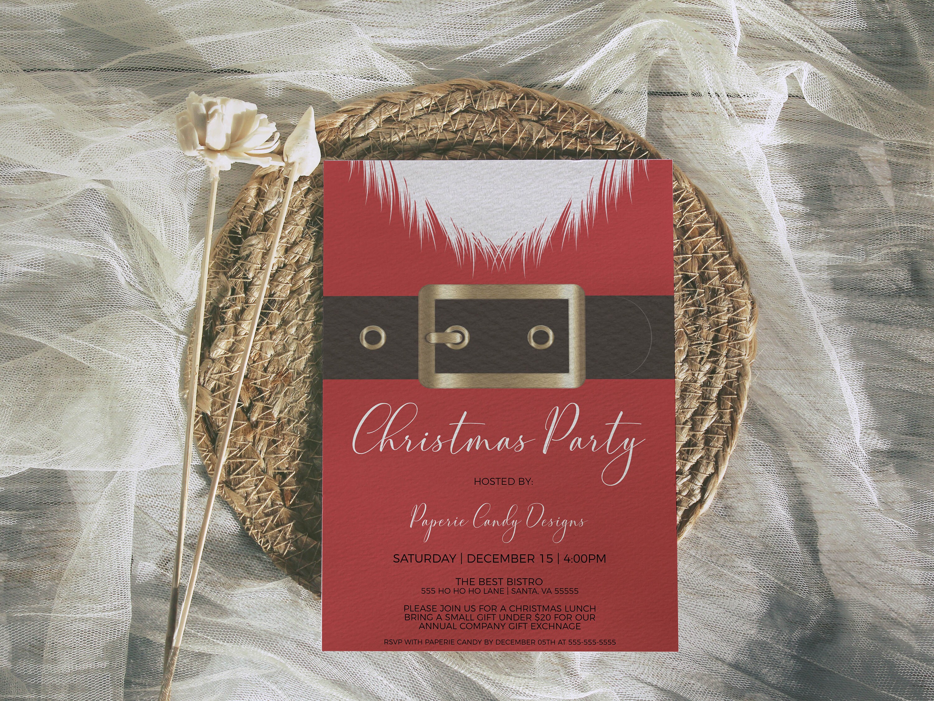 Editable Christmas Party Invitation, Winter Holiday Invite, Secret ...