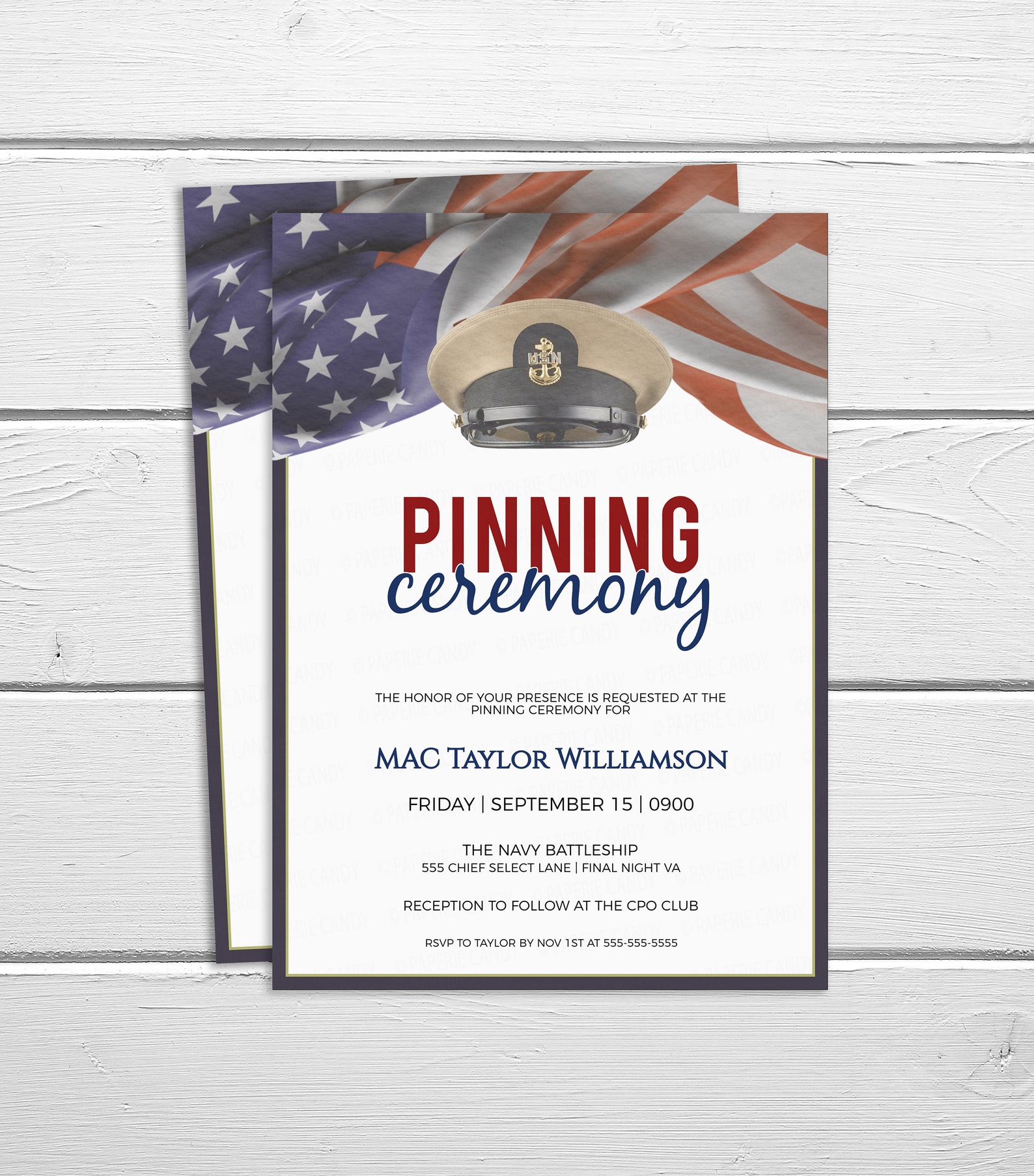 Editable CPO Pinning Ceremony Invitation, E7 Chief Petty Officer Select ...