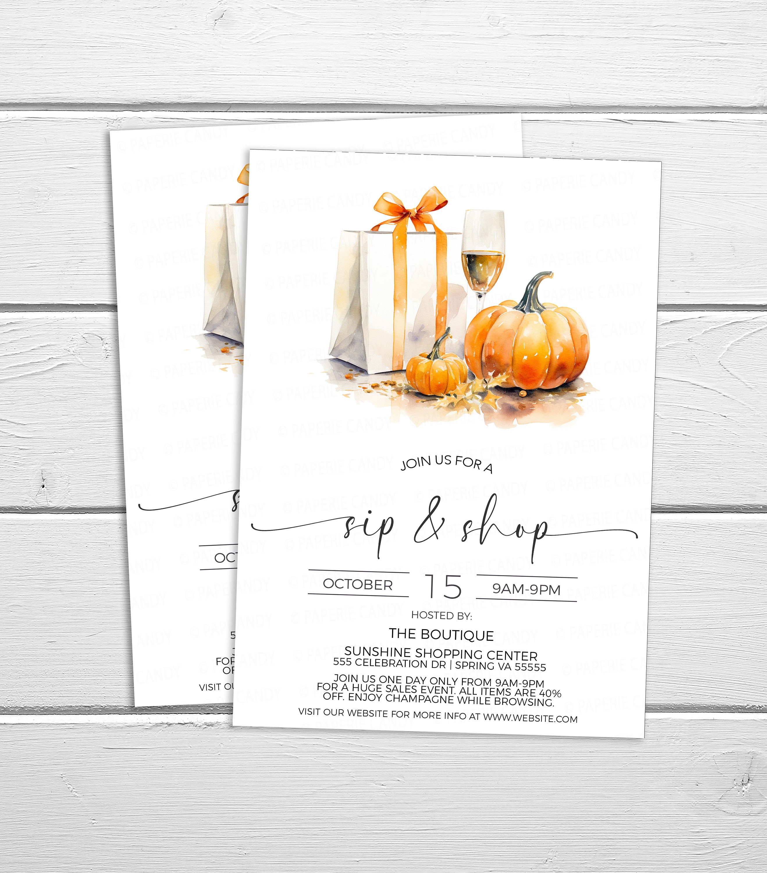 Fall Sip and Shop Invitation Autumn Sip and See Invite - Etsy