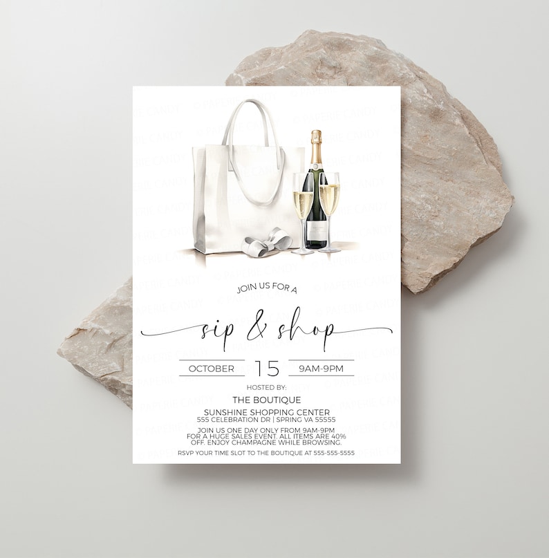 Sip and Shop Invitation Sip and See Invite Boutique Store - Etsy