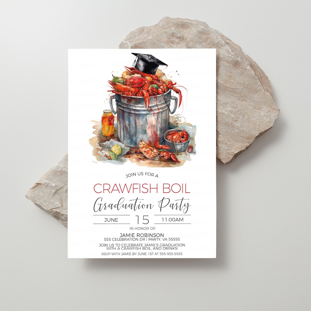 Crawfish Boil Graduation Invitation, Crawfish Boil Grad Invite ...