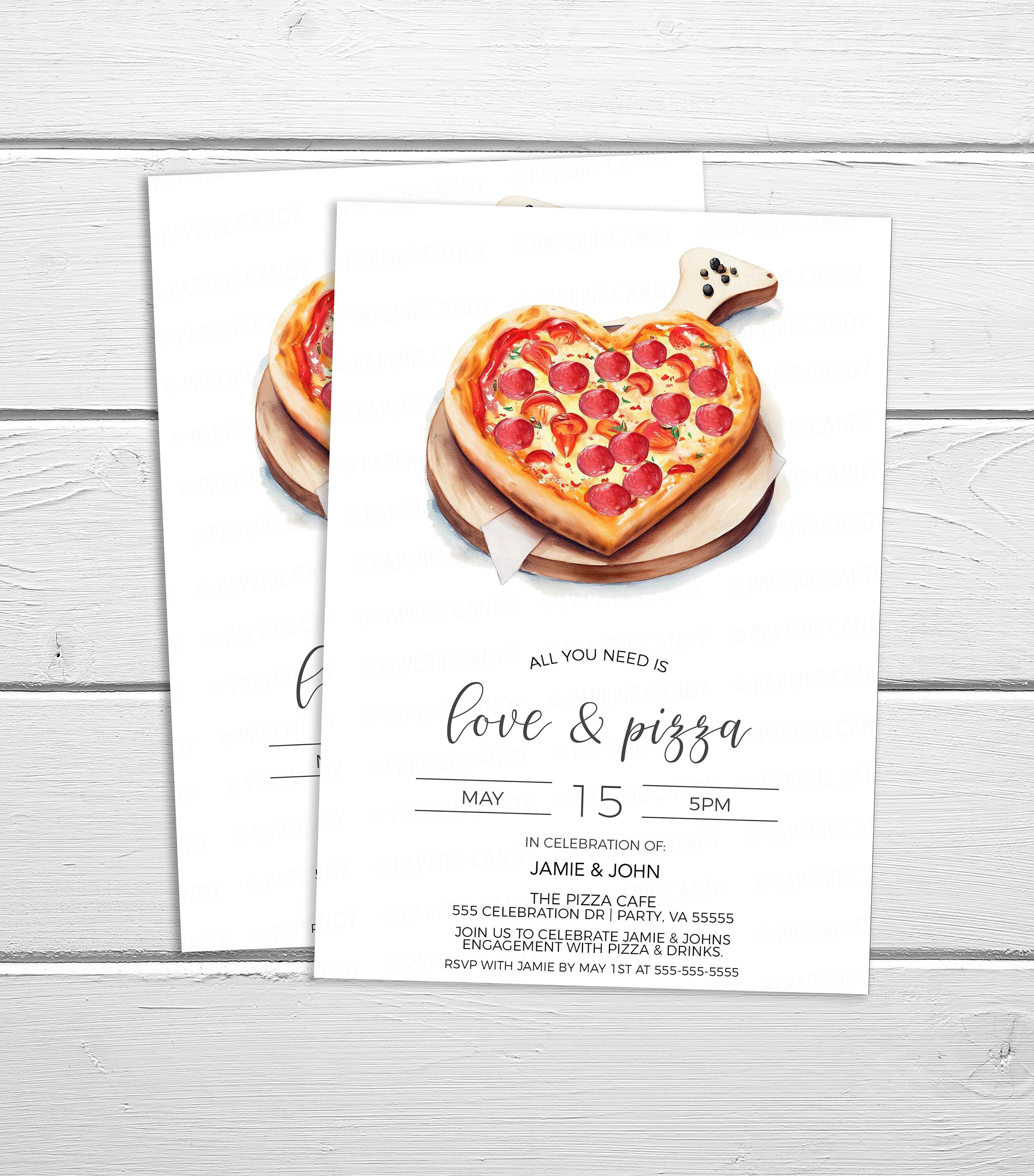 Love and Pizza Invitation, Pizza Wedding Rehearsal Dinner Invite, Pizza ...